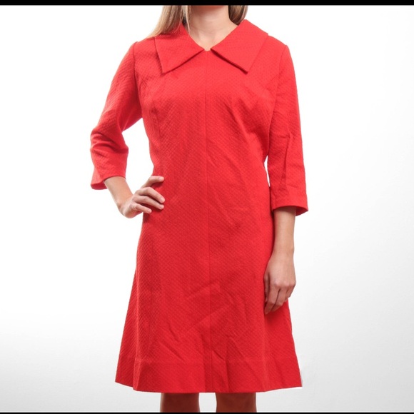 Vintage | Dresses | 96s Vintage Red Matelasse Quilted Collared House ...